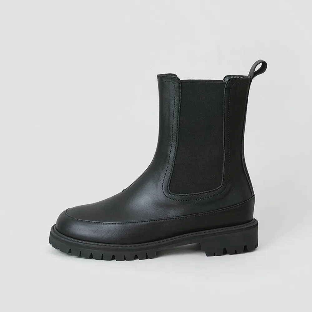 Chunky Sole Chelsea Boots Black 기모안감 . w/ Vibram Outsole - 감도 깊은 취향 ...
