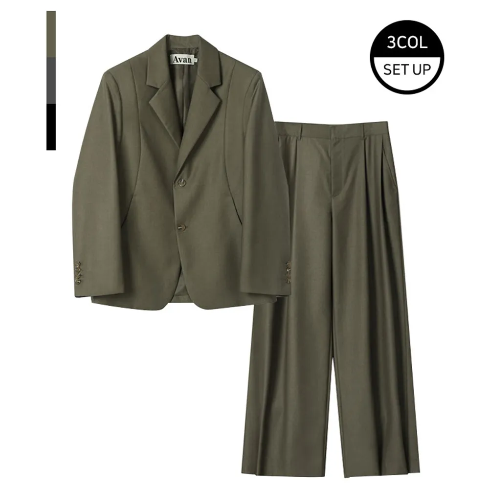[SET] 커브드 투버튼 블레이저 & 투턱 와이드 슬랙스 - 3COL - 감도 깊은 취향 셀렉트샵 29CM