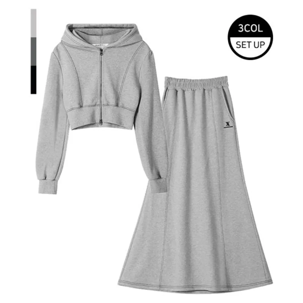[SET] Rora Stitch Crop Hood Zip-up & Rora Stitch Skirt - 3COL - 감도 깊은 취향 셀렉트샵 29CM