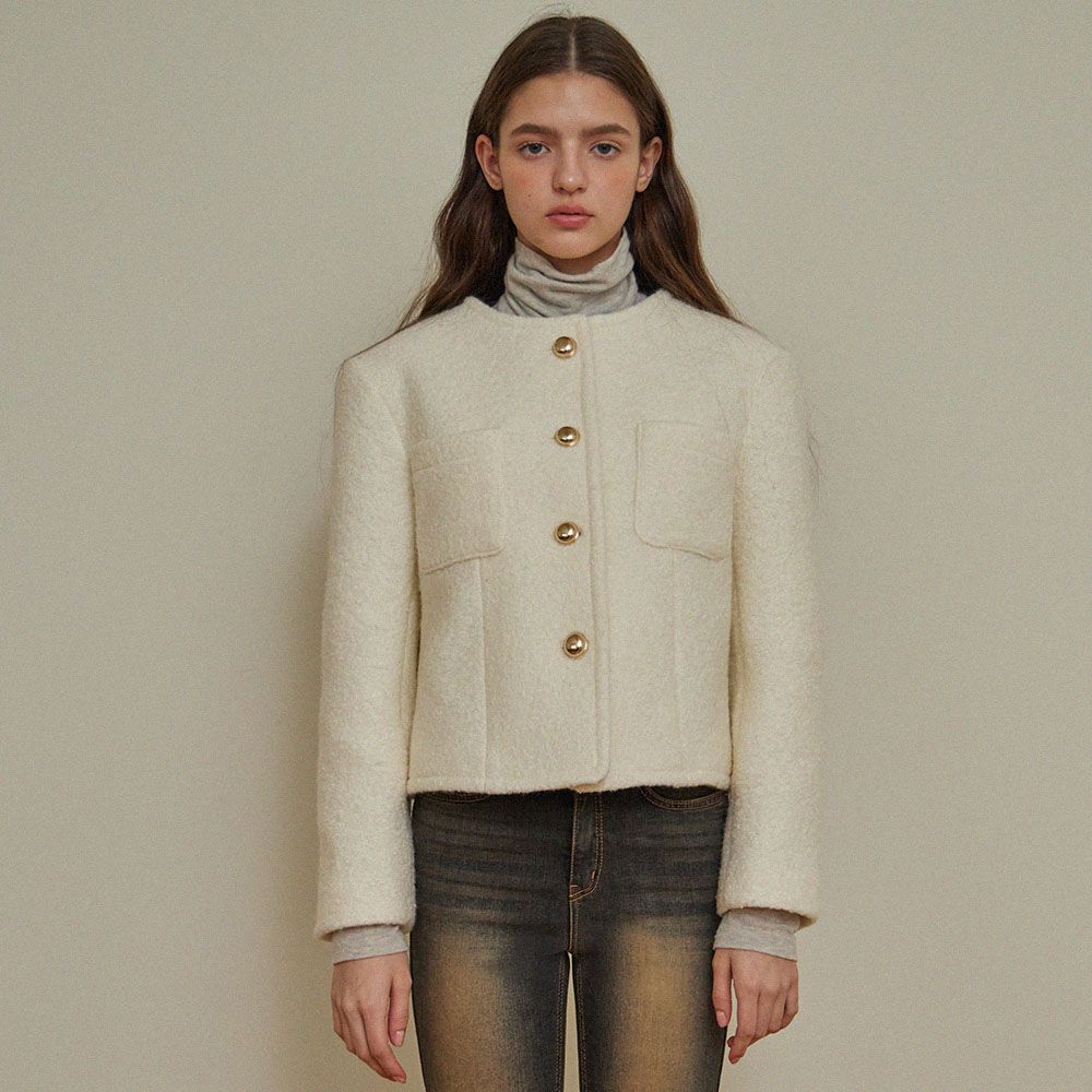 WOOL NO COLLAR GOLD BUTTON JACKET_2COLORS_IVORY - 감도 깊은 취향 셀렉트샵 29CM