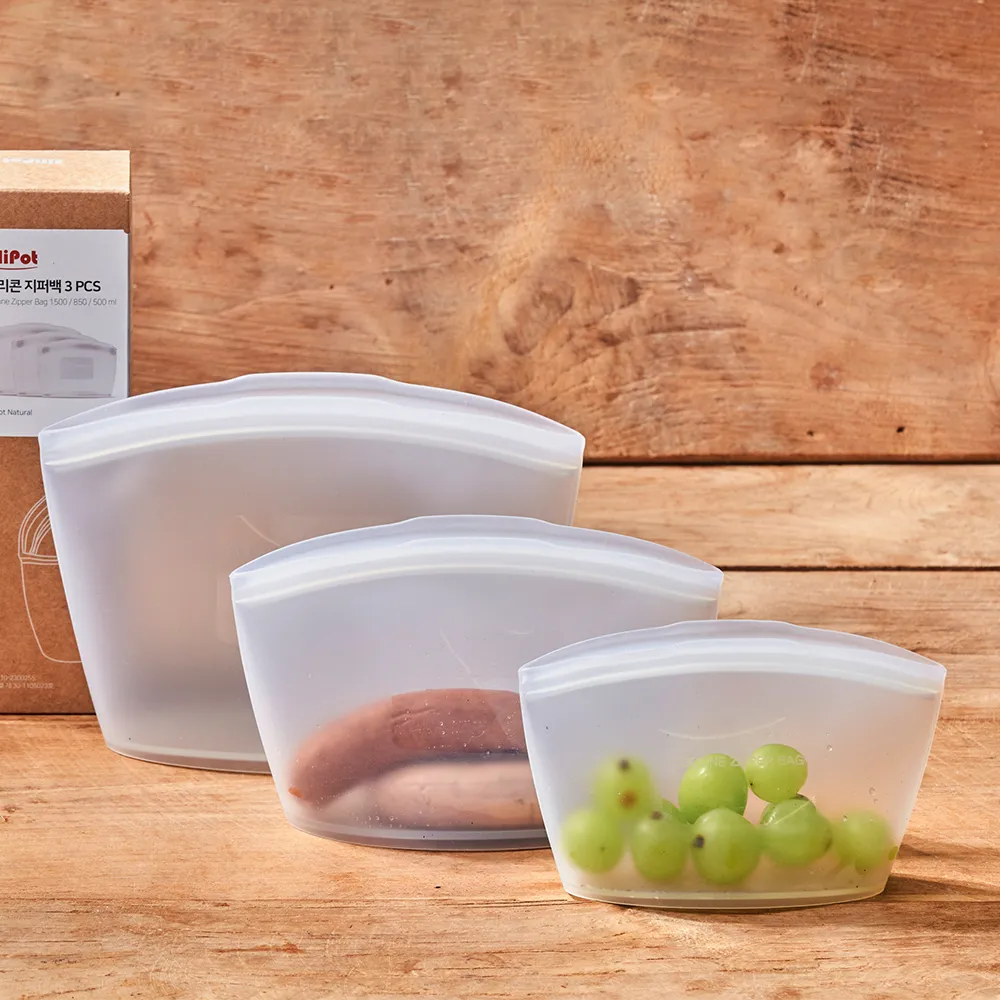 프리미엄 실리콘 이유식 주방용품 조리도구 밀폐용기 위생 지퍼백 소,중,대 3P 세트 - 감도 깊은 취향 셀렉트샵 29CM