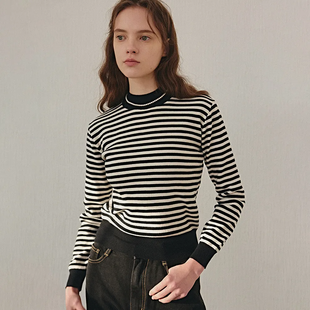STRIPE HALF NECK KNIT_BLACK - 감도 깊은 취향 셀렉트샵 29CM