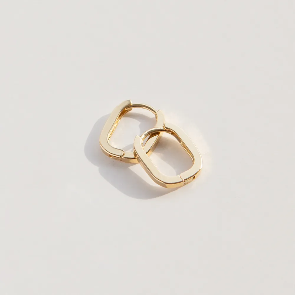 [정유미 착용] 14k 둥근 사각 원터치 링 귀걸이 (14k골드) S10 - 감도 깊은 취향 셀렉트샵 29CM