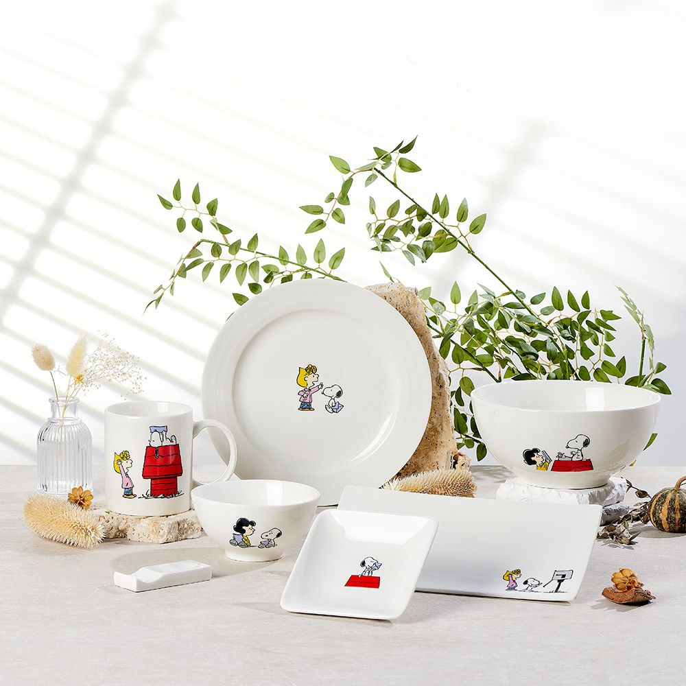 [코렐] 코닝웨어 스누피 레터 도자기 7P(밥그릇1P,면기1P,오발접시1P,대접시1P,사각종지1P) - 감도 깊은 취향 셀렉트샵 29CM