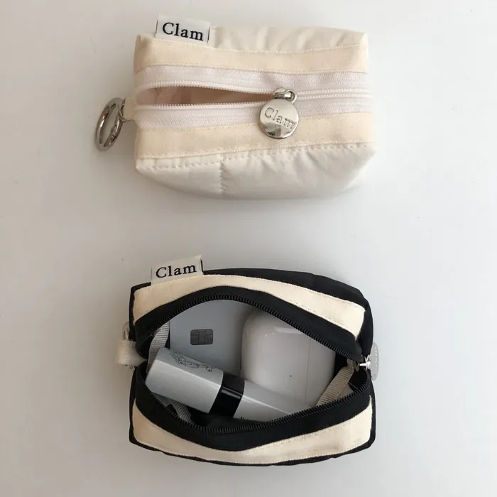 Clam Mini key ring round pouch _ Quilting black - 감도 깊은 취향 셀렉트샵 29CM