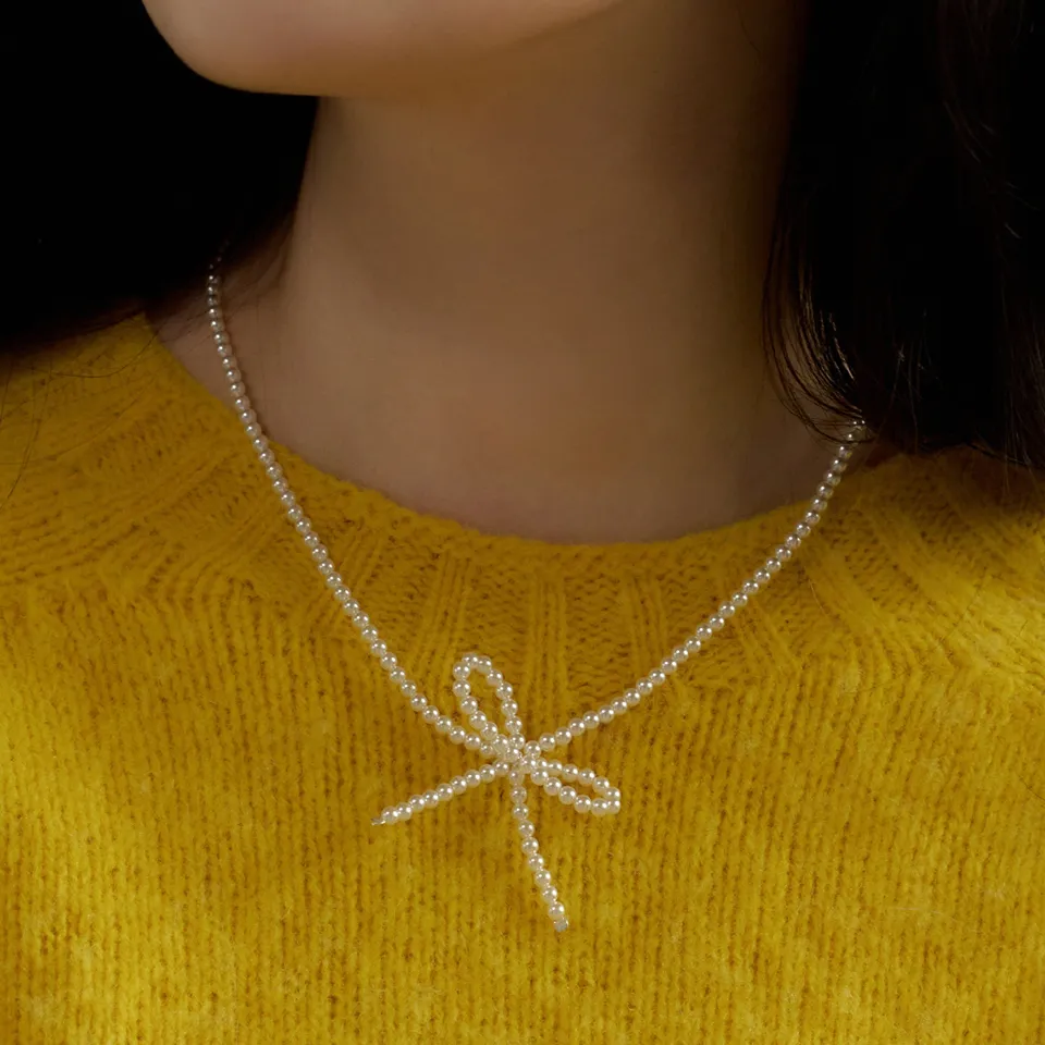 little pearl ribbon necklace - 감도 깊은 취향 셀렉트샵 29CM