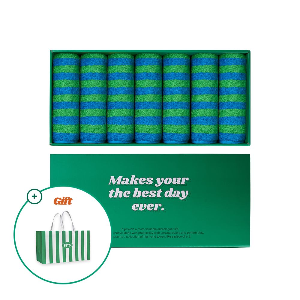 테토 수피마 오브제 호텔수건 선물세트 스트라이프 220g 7P - 감도 깊은 취향 셀렉트샵 29CM