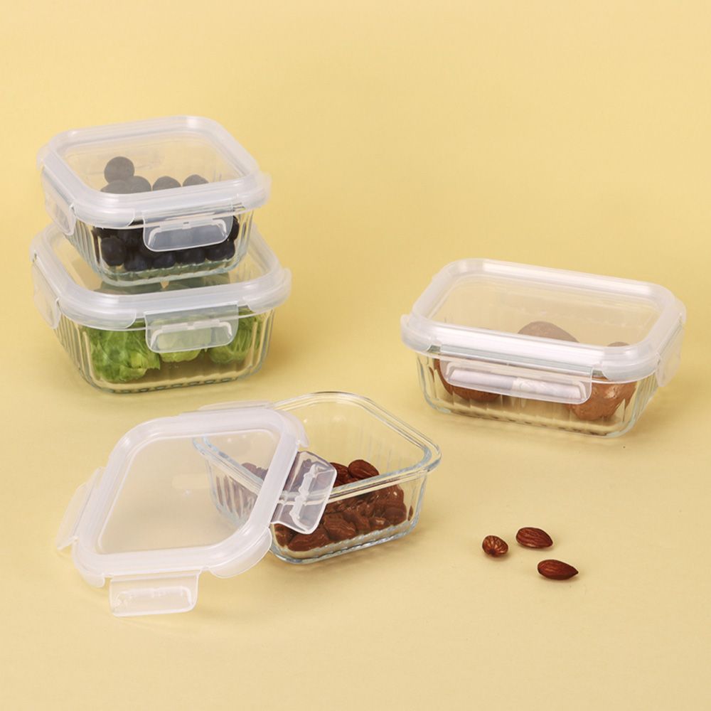 네오플램 웨이브락 내열유리 밀폐용기 투명 4종세트 (320mlx2개+520ml+370ml) - 감도 깊은 취향 셀렉트샵 29CM