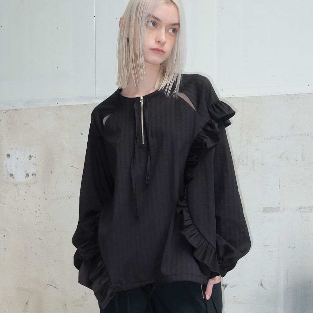 Oversized Ruffle Blouse [Black] - 감도 깊은 취향 셀렉트샵 29CM