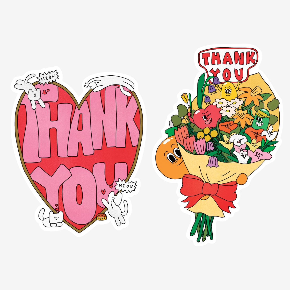 BFMA 캐릭터 모양 감사 카드 2종 (하트/플라워) - 감도 깊은 취향 셀렉트샵 29CM