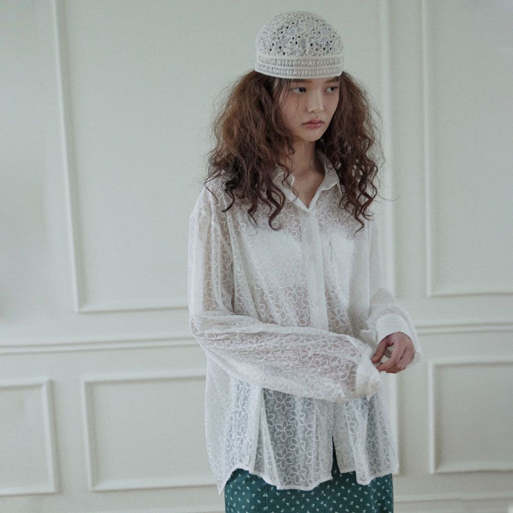 Sheer flower shirt / White - 감도 깊은 취향 셀렉트샵 29CM