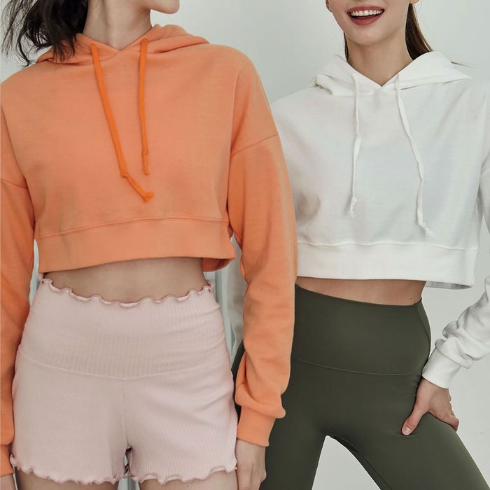 여성 요가복 DEVI-T0099-오렌지 필라테스 올데이 크롭 후드티 - 감도 깊은 취향 셀렉트샵 29CM