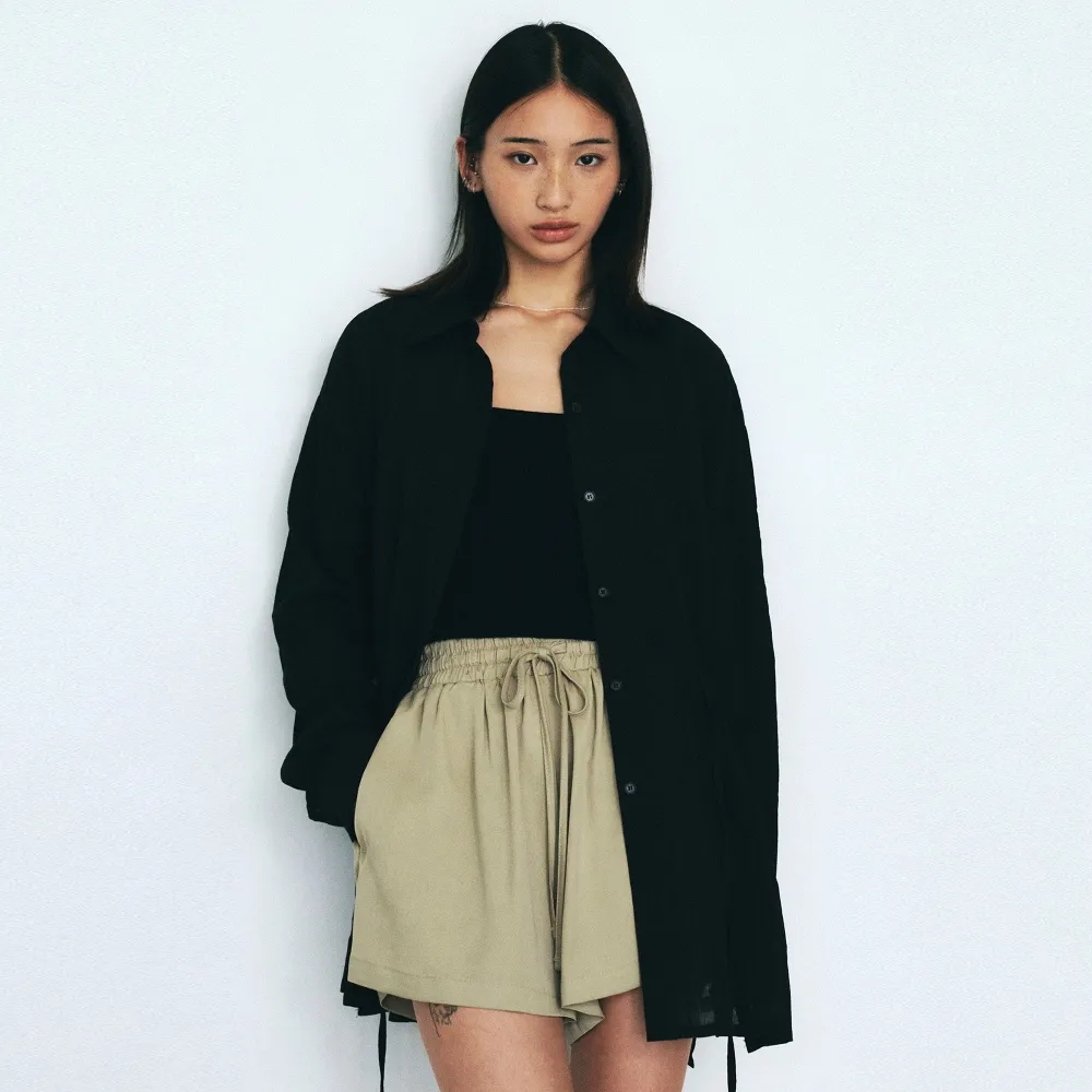 Cotton Stripe Drawstring Shirts (Black) - 감도 깊은 취향 셀렉트샵 29CM