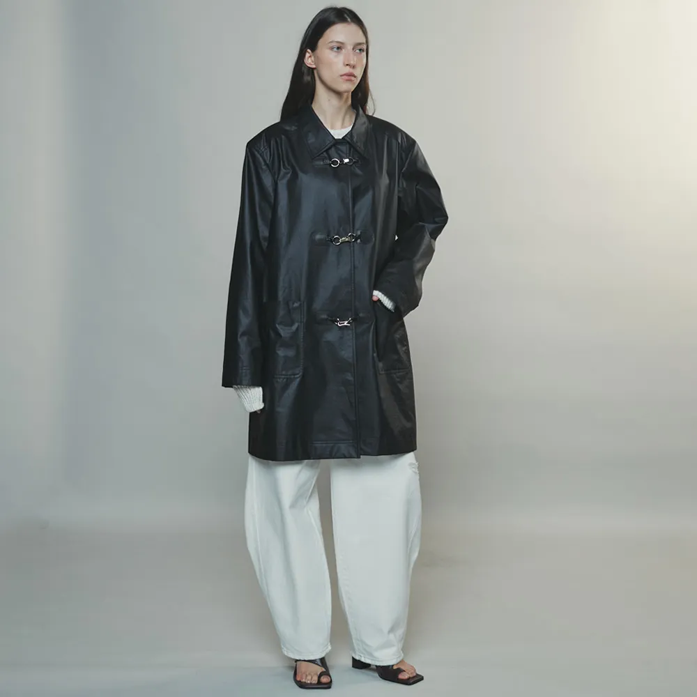 COATING BUCKLE HALF COAT - BLACK - 감도 깊은 취향 셀렉트샵 29CM