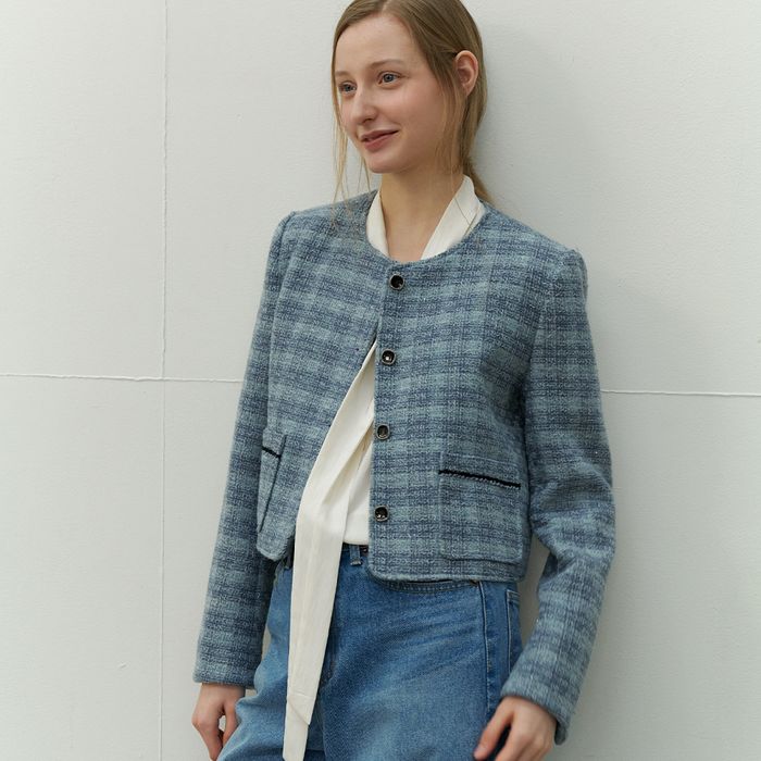 TWEED CROP JACKET - SKYBLUE - 감도 깊은 취향 셀렉트샵 29CM