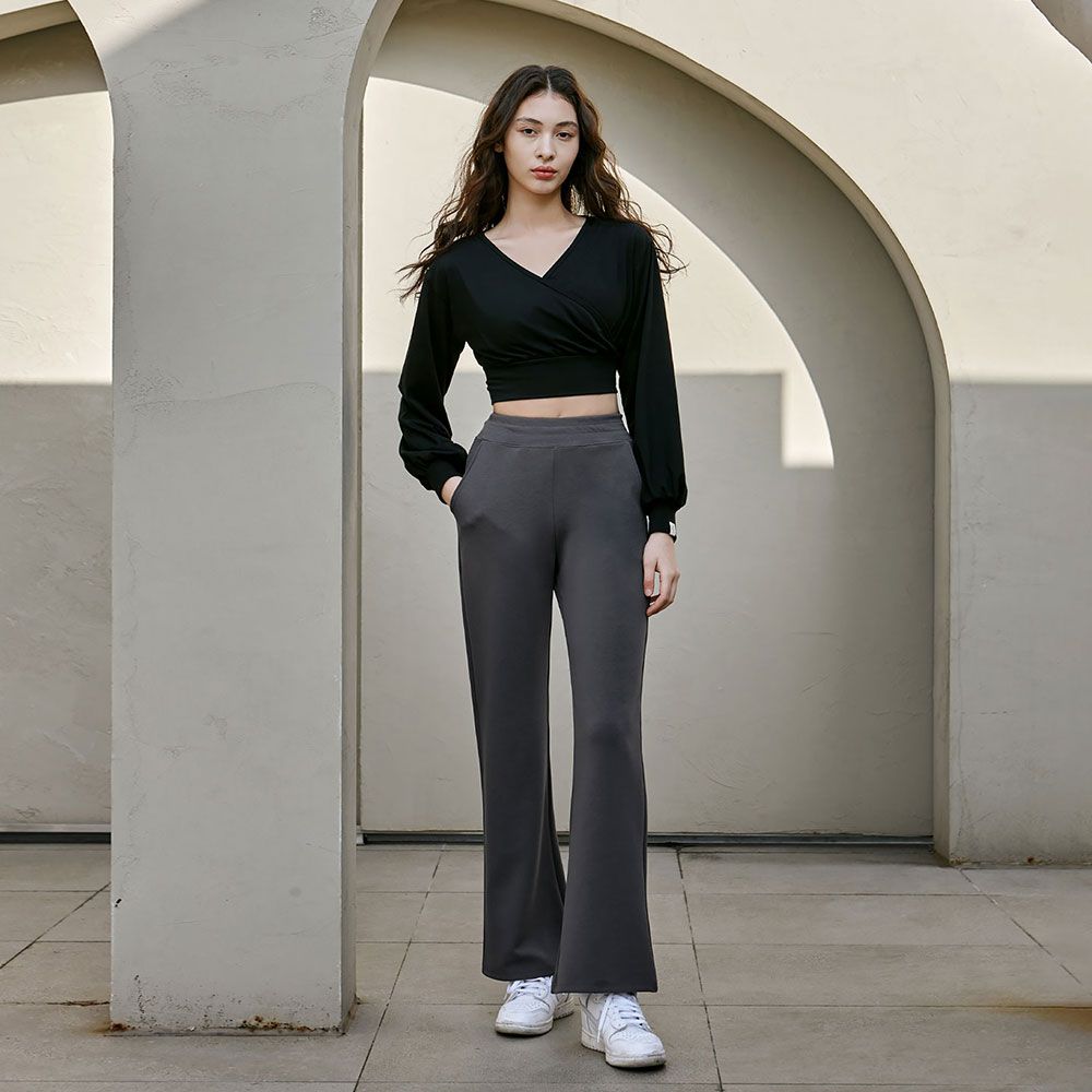 여성 요가복 DEVI-B0070-에쉬그레이 필라테스 세미 부츠컷 밴딩 팬츠 - 감도 깊은 취향 셀렉트샵 29CM