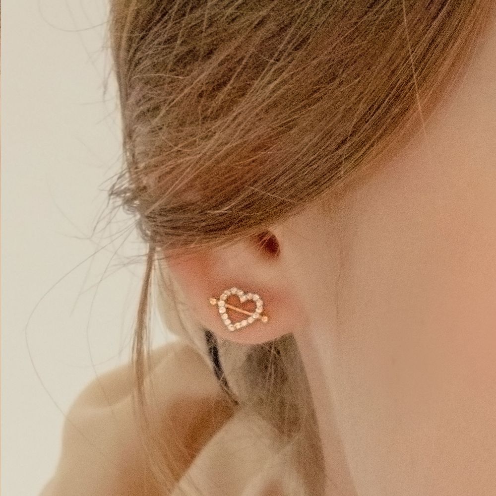 [silver 925 post][에스파 카리나 착용] dazzling heart earring - 감도 깊은 취향 셀렉트샵 29CM