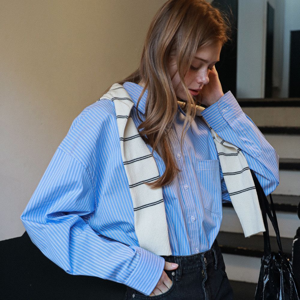 Oversized Eden Stripe Shirt Blue - 감도 깊은 취향 셀렉트샵 29CM