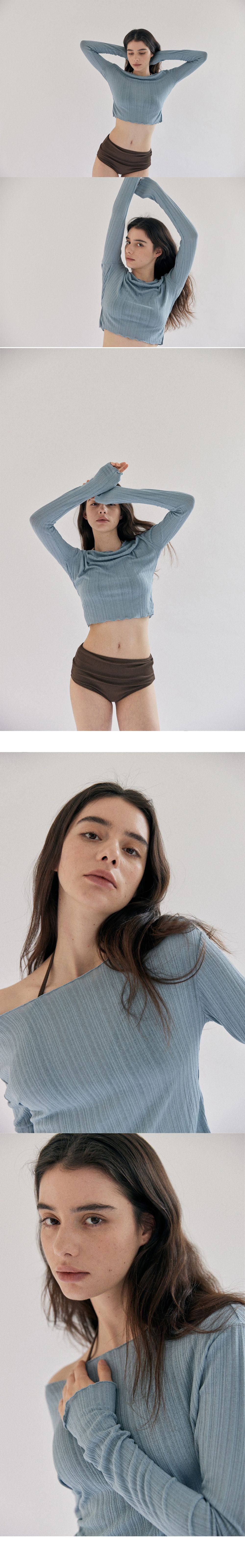 Solid lace slit Top_Sky blue - 감도 깊은 취향 셀렉트샵 29CM