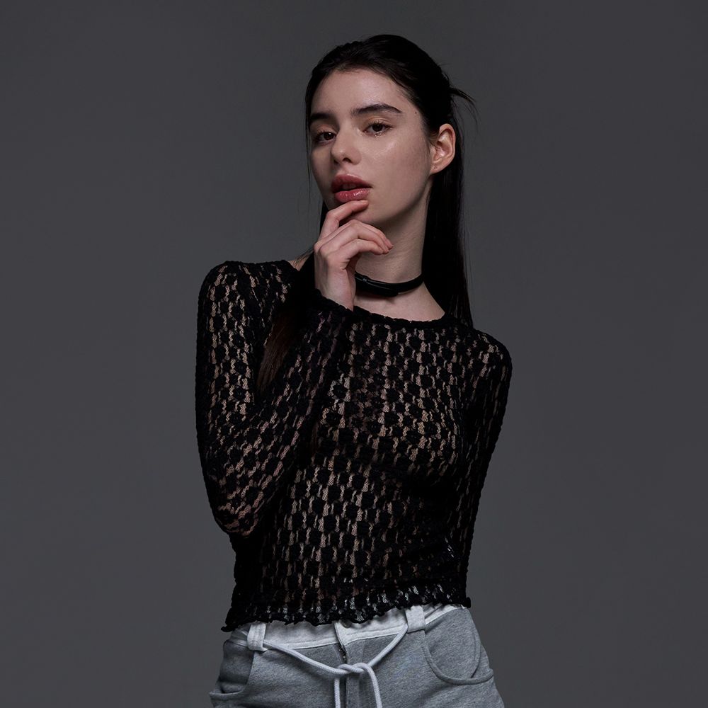 [NF] POIN LACE LAYERED TEE (BLACK)_F24QB283 - 감도 깊은 취향 셀렉트샵 29CM