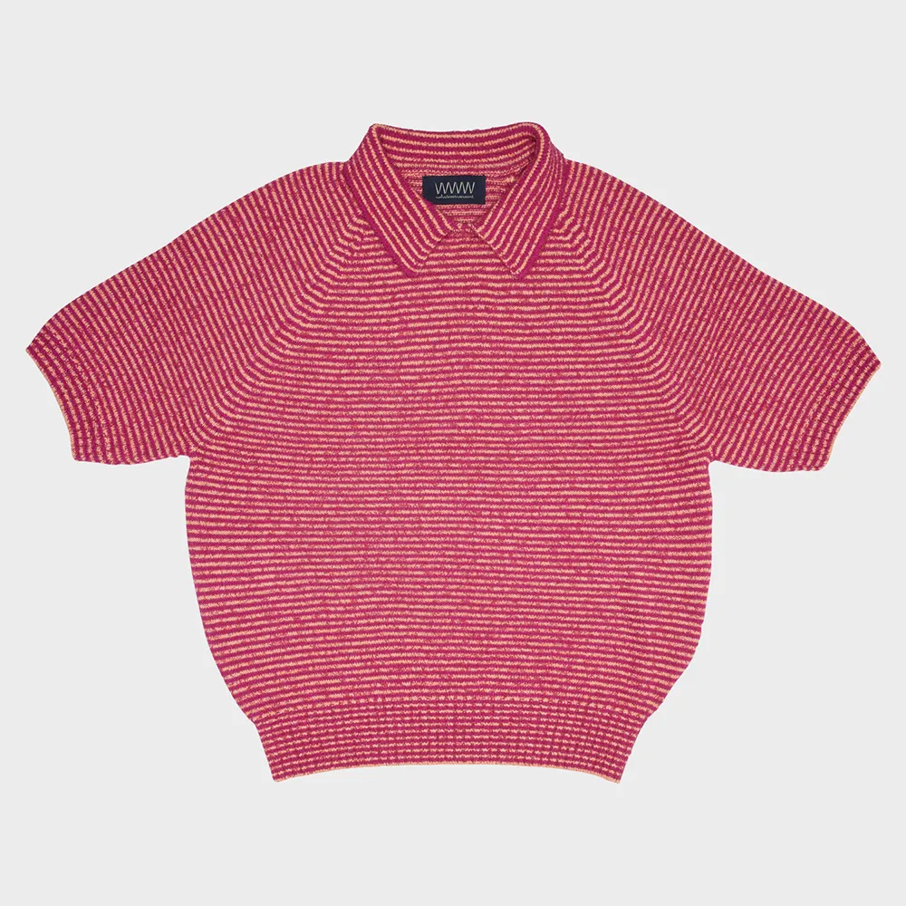 STRIPE RAGLAN POLO KNIT [PINK] - 감도 깊은 취향 셀렉트샵 29CM