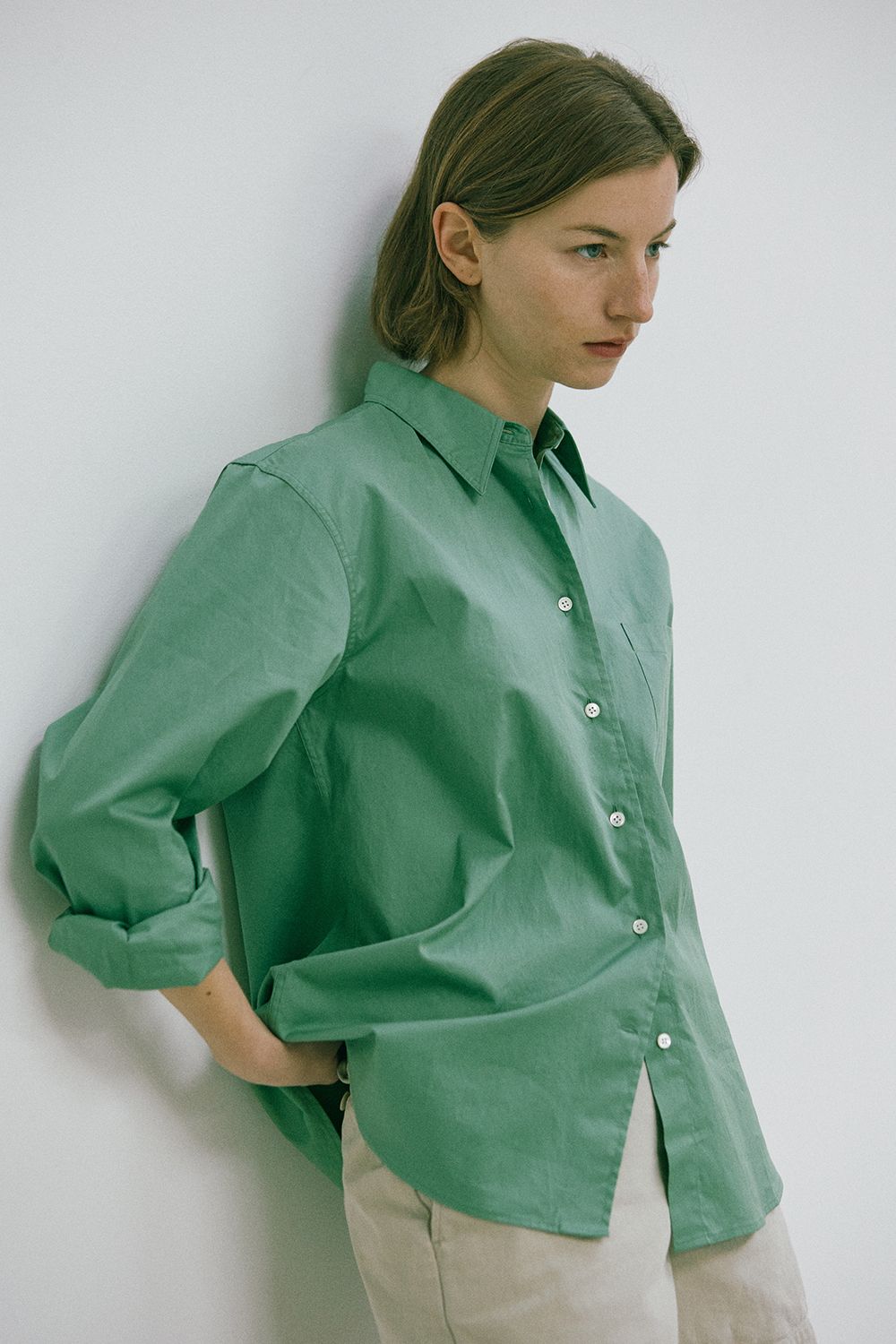 TE1-SH01 피마 트윌 셔츠-보틀그린 - 감도 깊은 취향 셀렉트샵 29CM