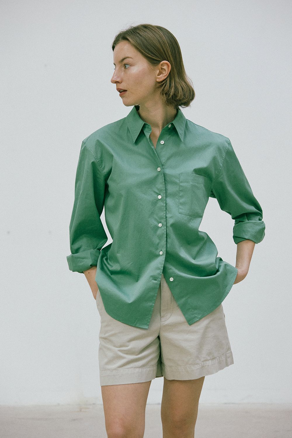 TE1-SH01 피마 트윌 셔츠-보틀그린 - 감도 깊은 취향 셀렉트샵 29CM