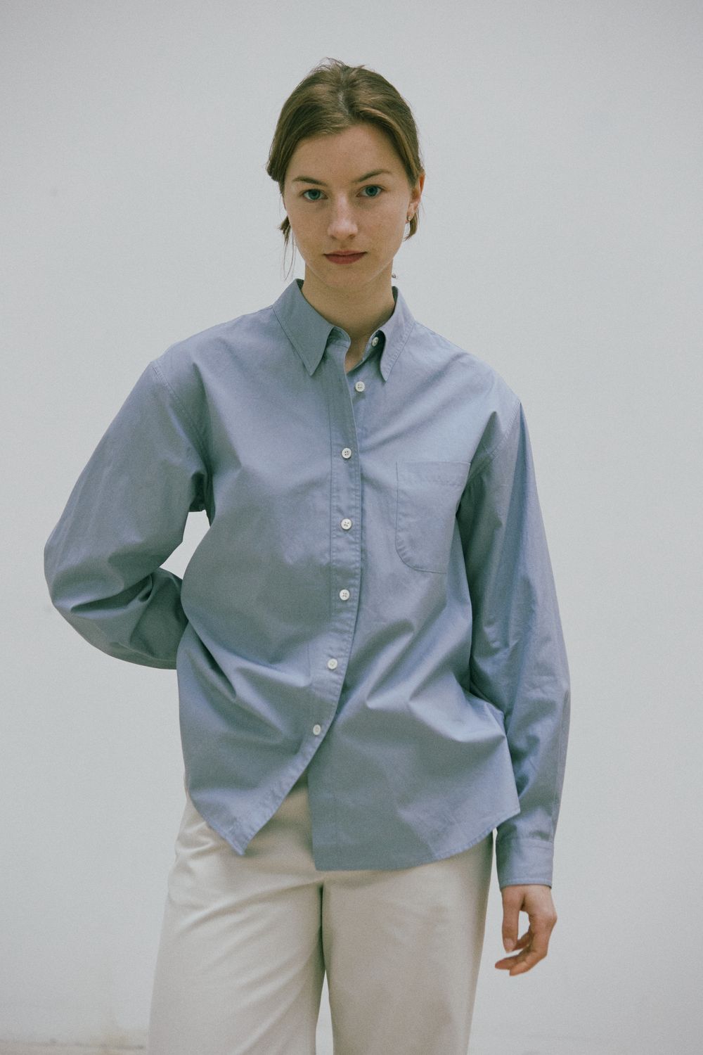 TF5-SH10 피마 스냅다운 셔츠 - 레인블루 - 감도 깊은 취향 셀렉트샵 29CM