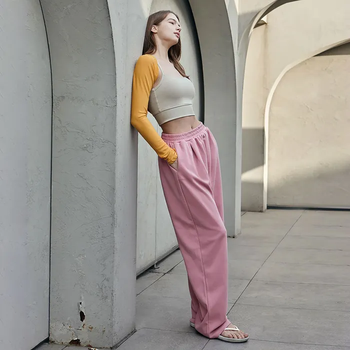 여성 요가복 DEVI-B0072-핑크 필라테스 롱 와이드 트레이닝 팬츠 - 감도 깊은 취향 셀렉트샵 29CM