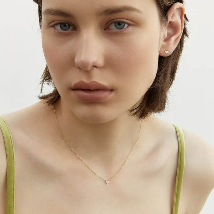 [29CM 단독] 14k 엣지 스퀘어 스톤 하트 목걸이 (14k골드) #LFN14 - 감도 깊은 취향 셀렉트샵 29CM