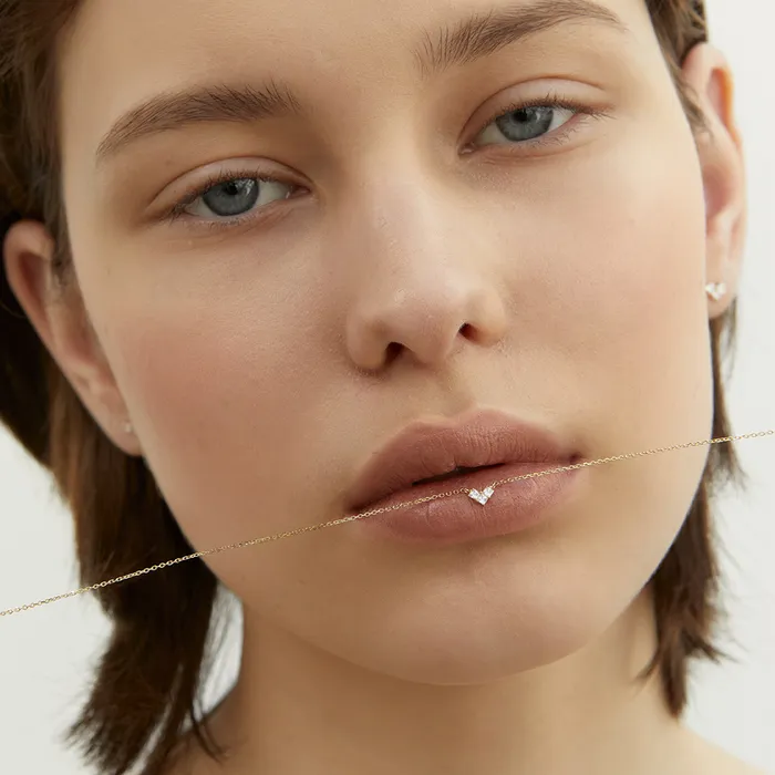 [29CM 단독] 14k 엣지 스퀘어 스톤 하트 목걸이 (14k골드) #LFN14 - 감도 깊은 취향 셀렉트샵 29CM