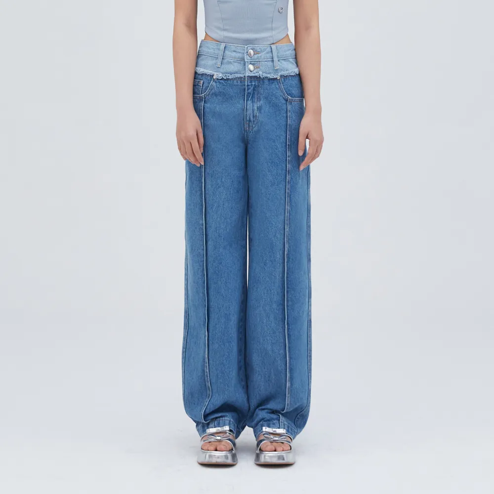 DOUBLE COLOR BLOCK DENIM PANTS BLUE BQ2DP004 - 감도 깊은 취향 셀렉트샵 29CM