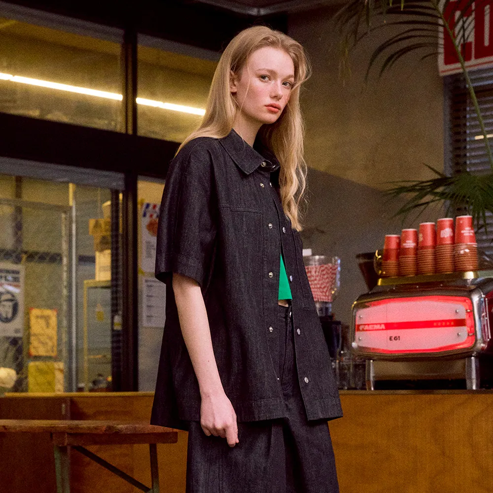 Washed Denim Half Sleeve Shirt (WASHED BLACK) - 감도 깊은 취향 셀렉트샵 29CM