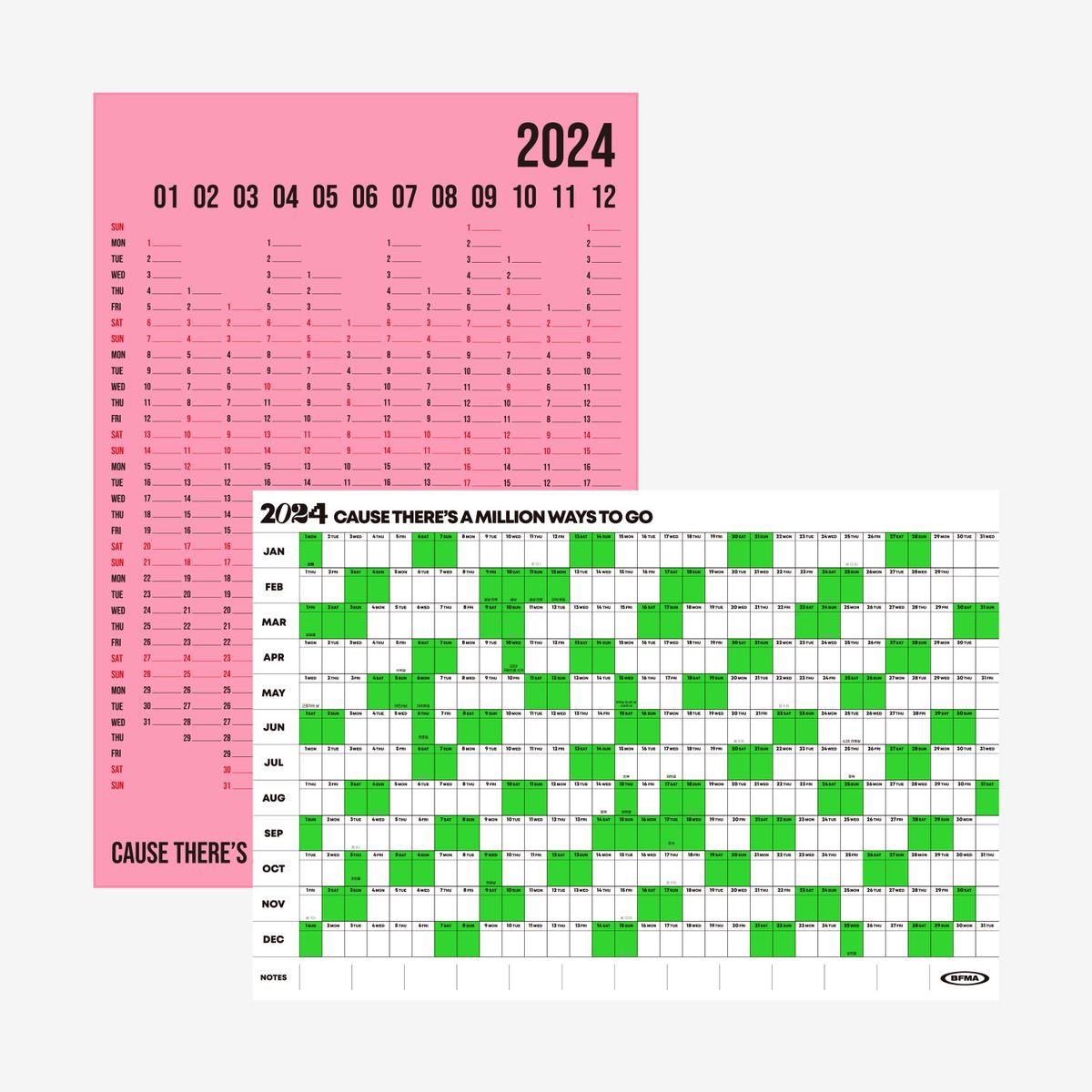 BFMA 2024 1+1 캘린더 포스터 (핑크블랙+형광그린) - 감도 깊은 취향 셀렉트샵 29CM