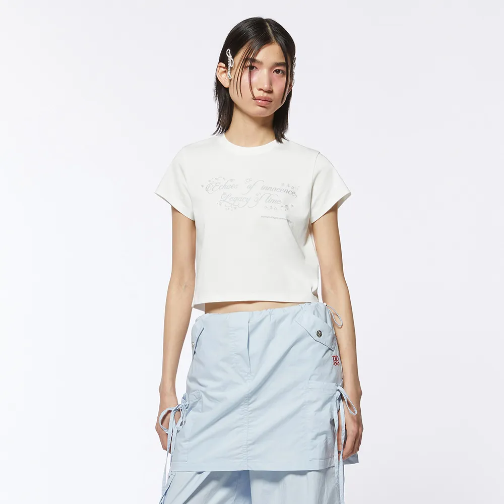 Glitter Slogan Crop T-shirt (white) - 감도 깊은 취향 셀렉트샵 29CM