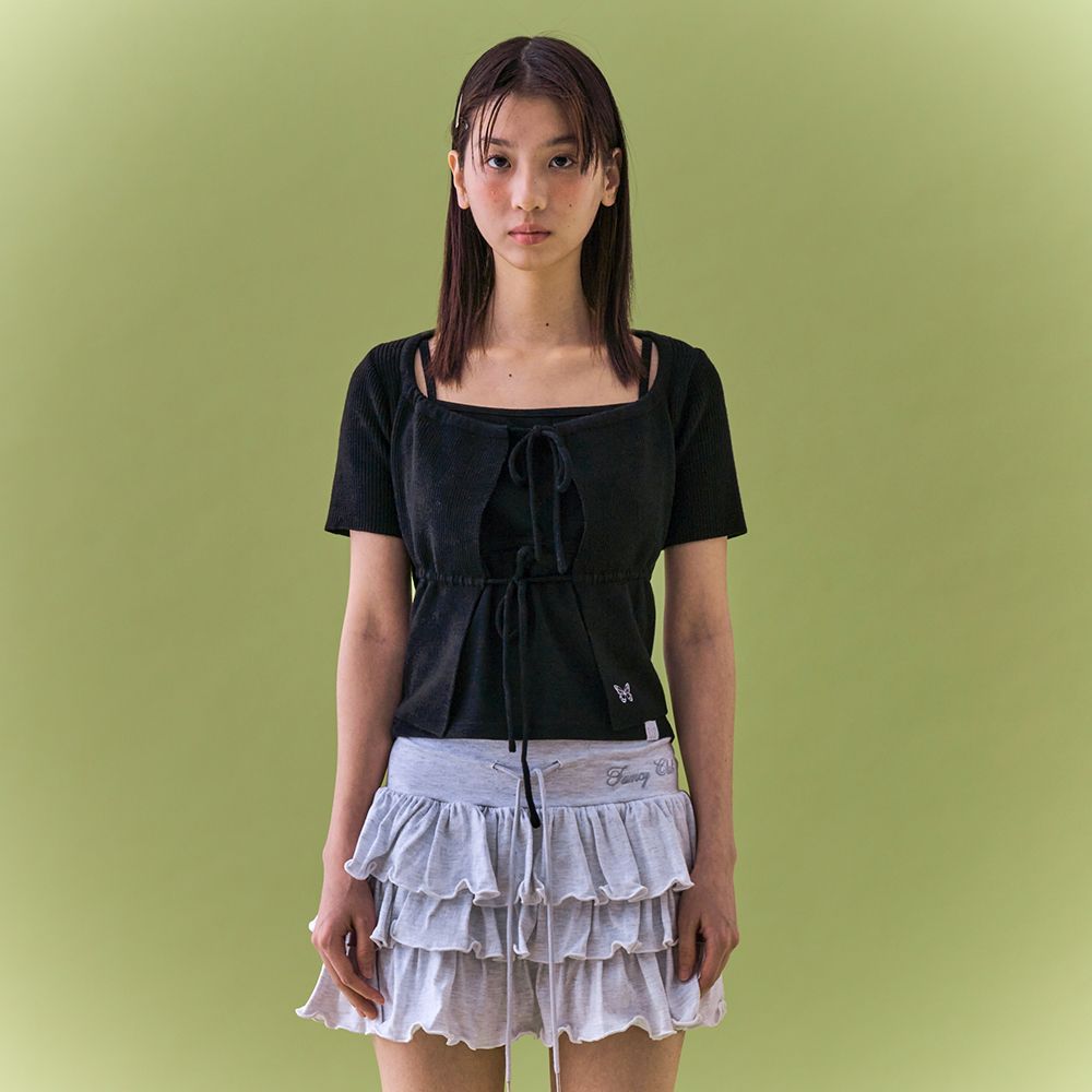 [NF] TWO-RIBBON CROP CARDIGAN_(BLACK)_F24QB303 - 감도 깊은 취향 셀렉트샵 29CM