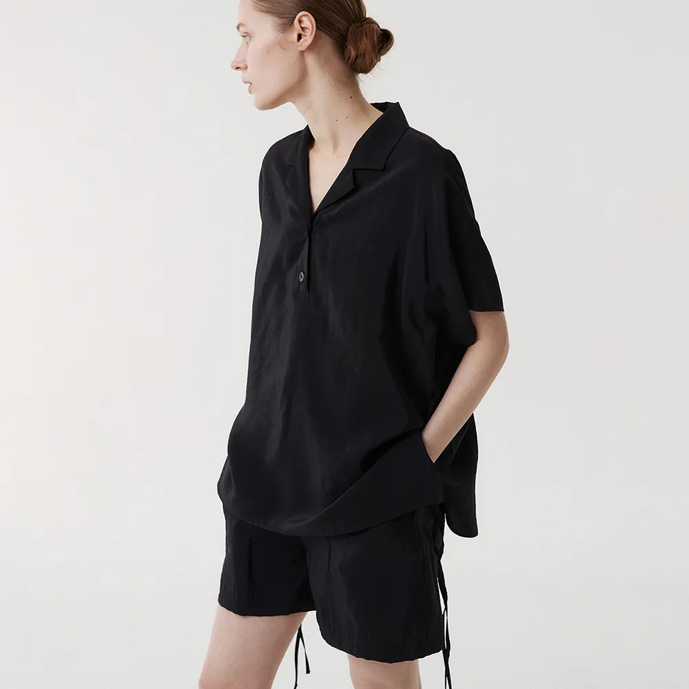 RAYON DRAWSTRING BLOUSE (BLACK) - 감도 깊은 취향 셀렉트샵 29CM