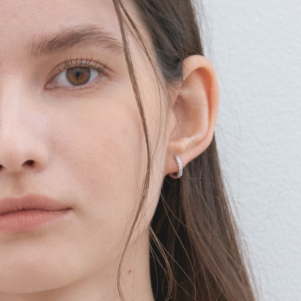 round cubic one touch earrings (E026_silver) - 감도 깊은 취향 셀렉트샵 29CM