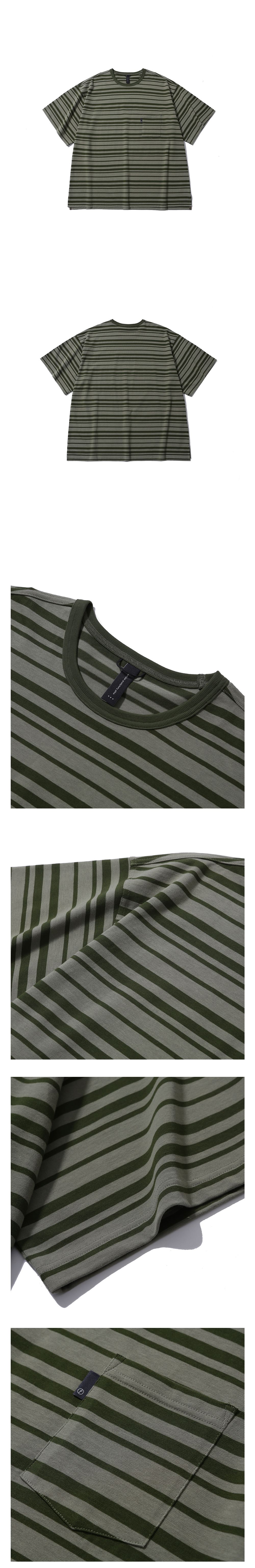 [SS24]ONE POCKET H/S TEE / OLIVE STRIPE - 감도 깊은 취향 셀렉트샵 29CM