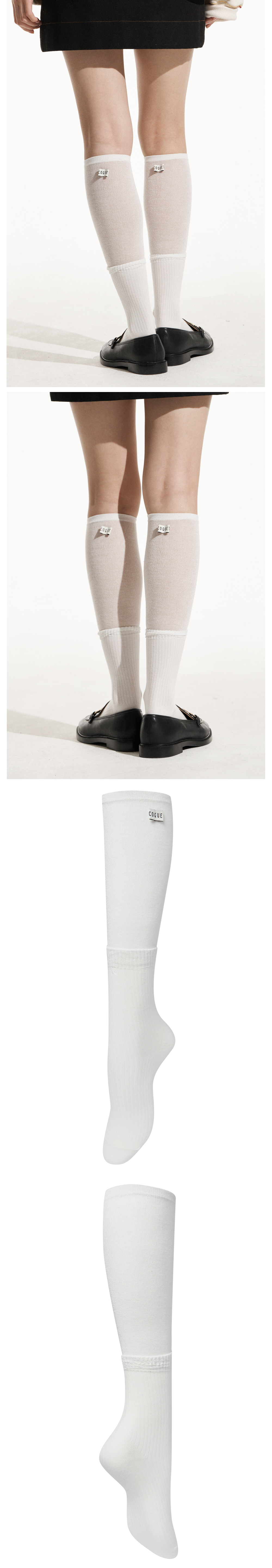SEE THROUGH LAYERED OVER KNEE SOCKS WHITE - 감도 깊은 취향 셀렉트샵 29CM