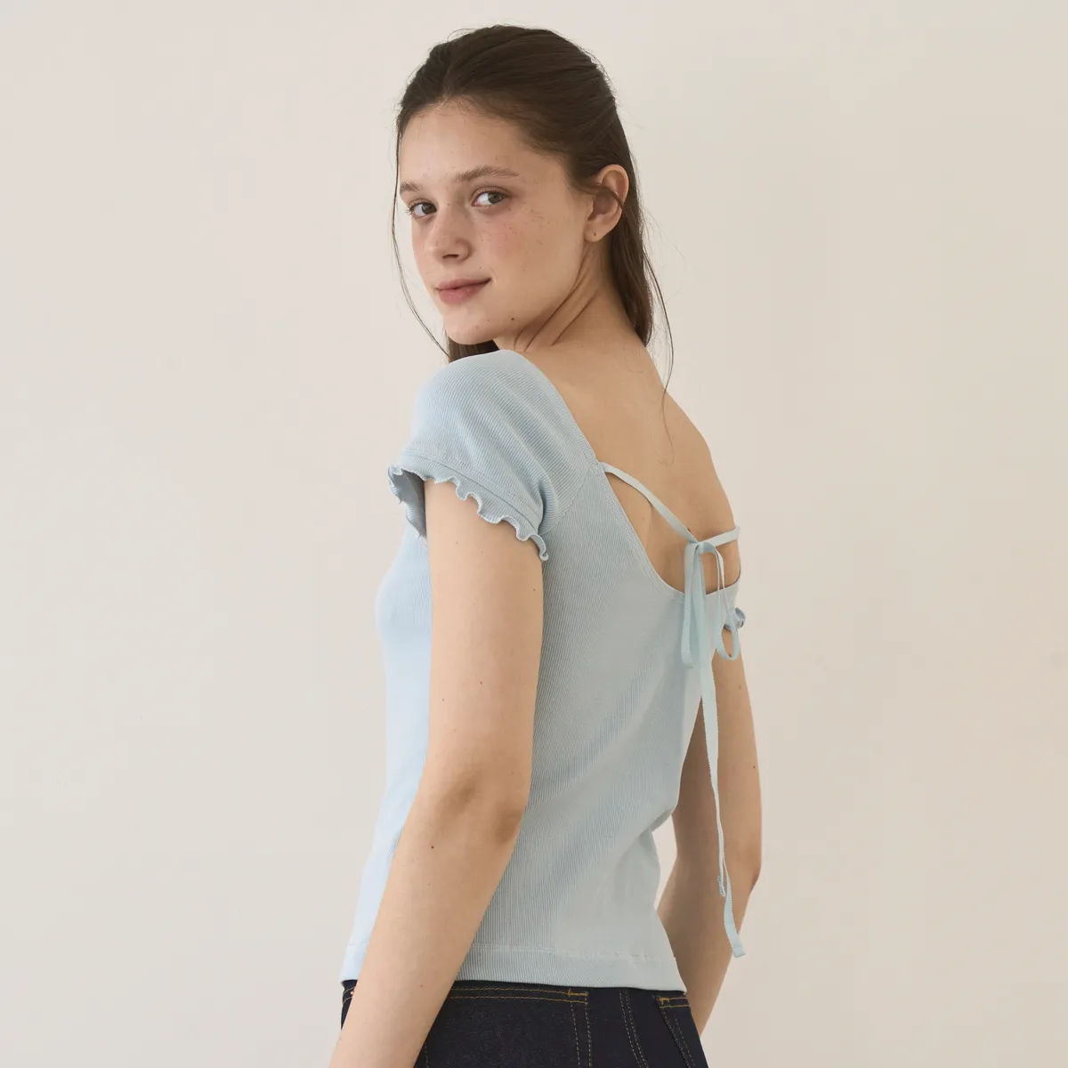 Baby Angel Ribbon T-shirt (Baby Blue) - 감도 깊은 취향 셀렉트샵 29CM