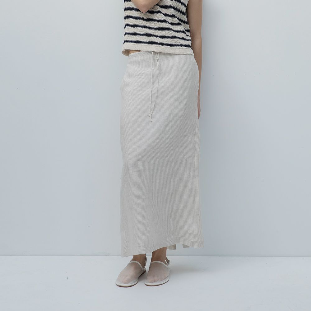 Linen string skirt (beige stripe) - 감도 깊은 취향 셀렉트샵 29CM
