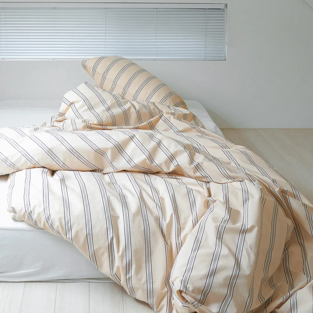 [29CM 단독] 디저트 에디션 스트라이프 이불커버 - 얼그레이 라떼 (SS/Q/K) - 감도 깊은 취향 셀렉트샵 29CM