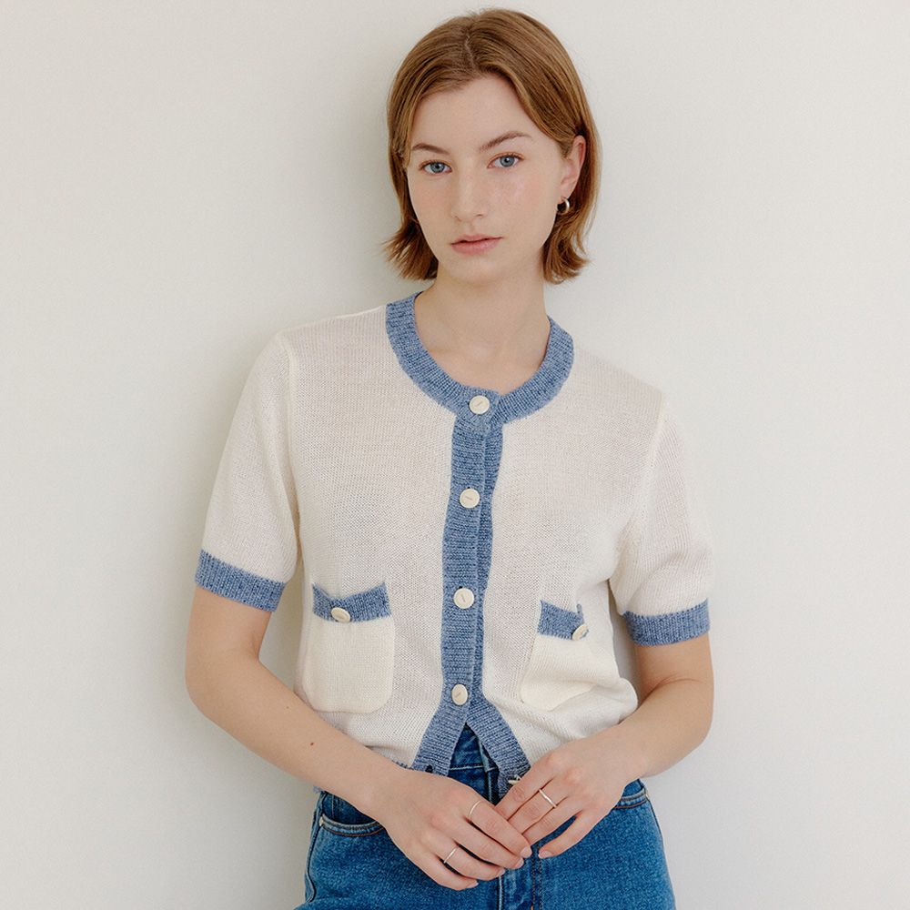 마고 라인 포인트 라운드 가디건_아이보리 / MARGOT LINE POINT ROUND CARDIGAN_IVORY - 감도 깊은 취향 셀렉트샵 29CM