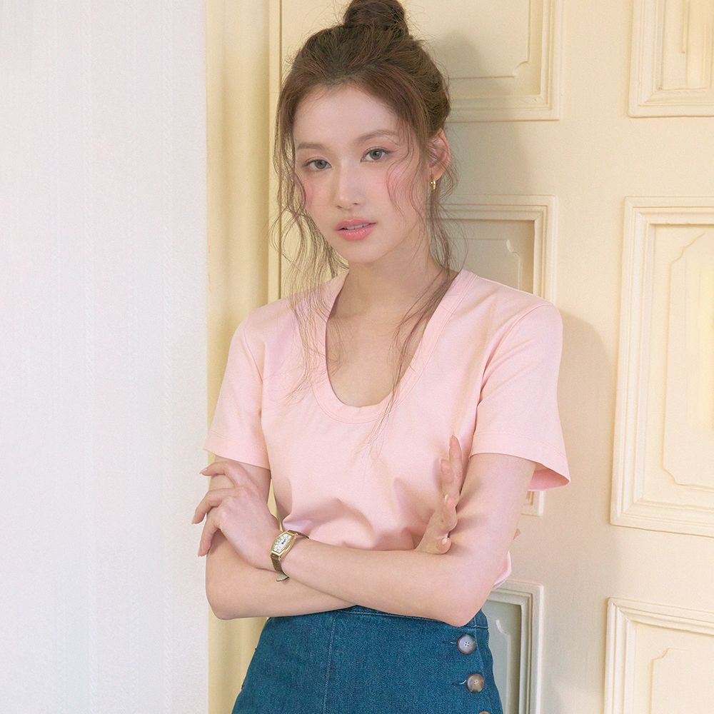 [29CM단독][사나 착용]ELLA u-neck line T-shirt_pink - 감도 깊은 취향 셀렉트샵 29CM