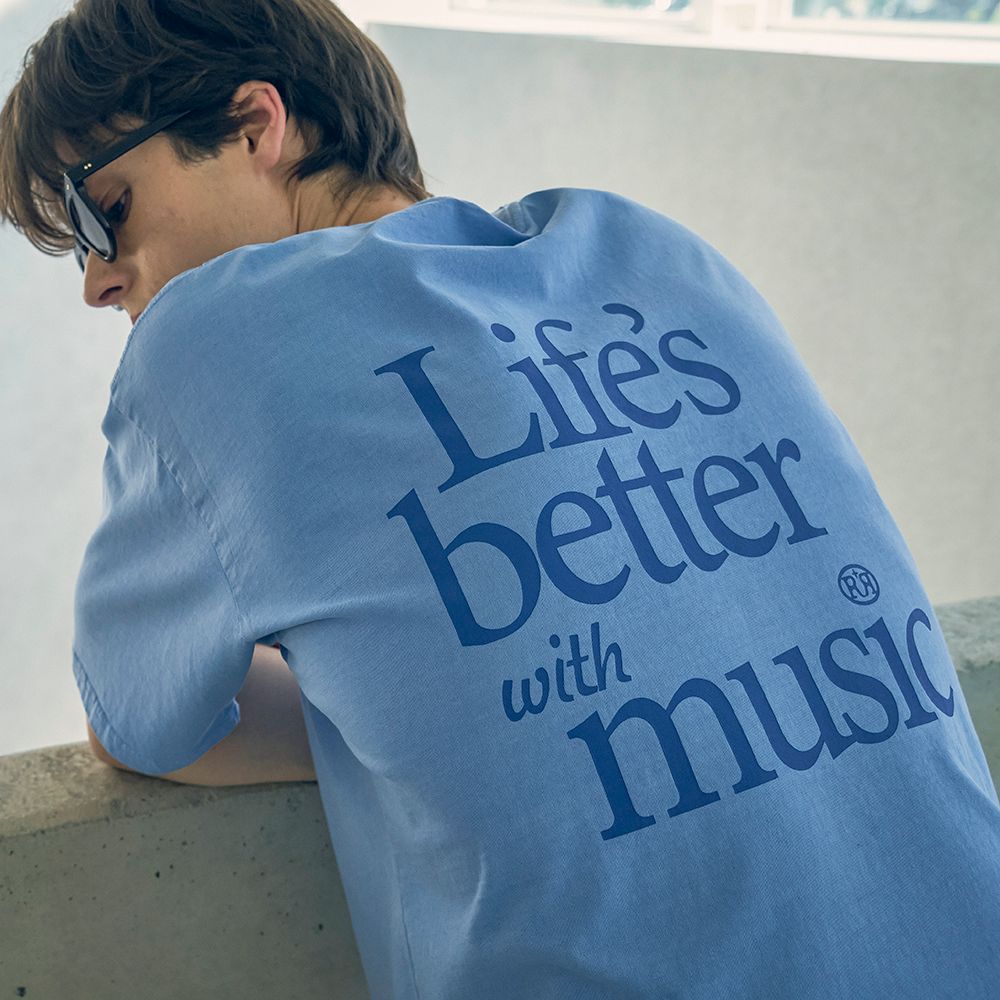 T20046 Music printing T-shirt_Sky blue - 감도 깊은 취향 셀렉트샵 29CM