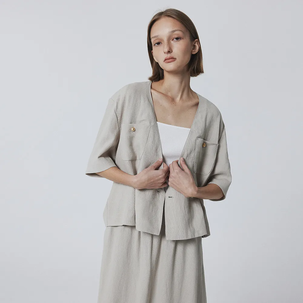 Collarless Linen Summer Jacket (Cream) - 감도 깊은 취향 셀렉트샵 29CM