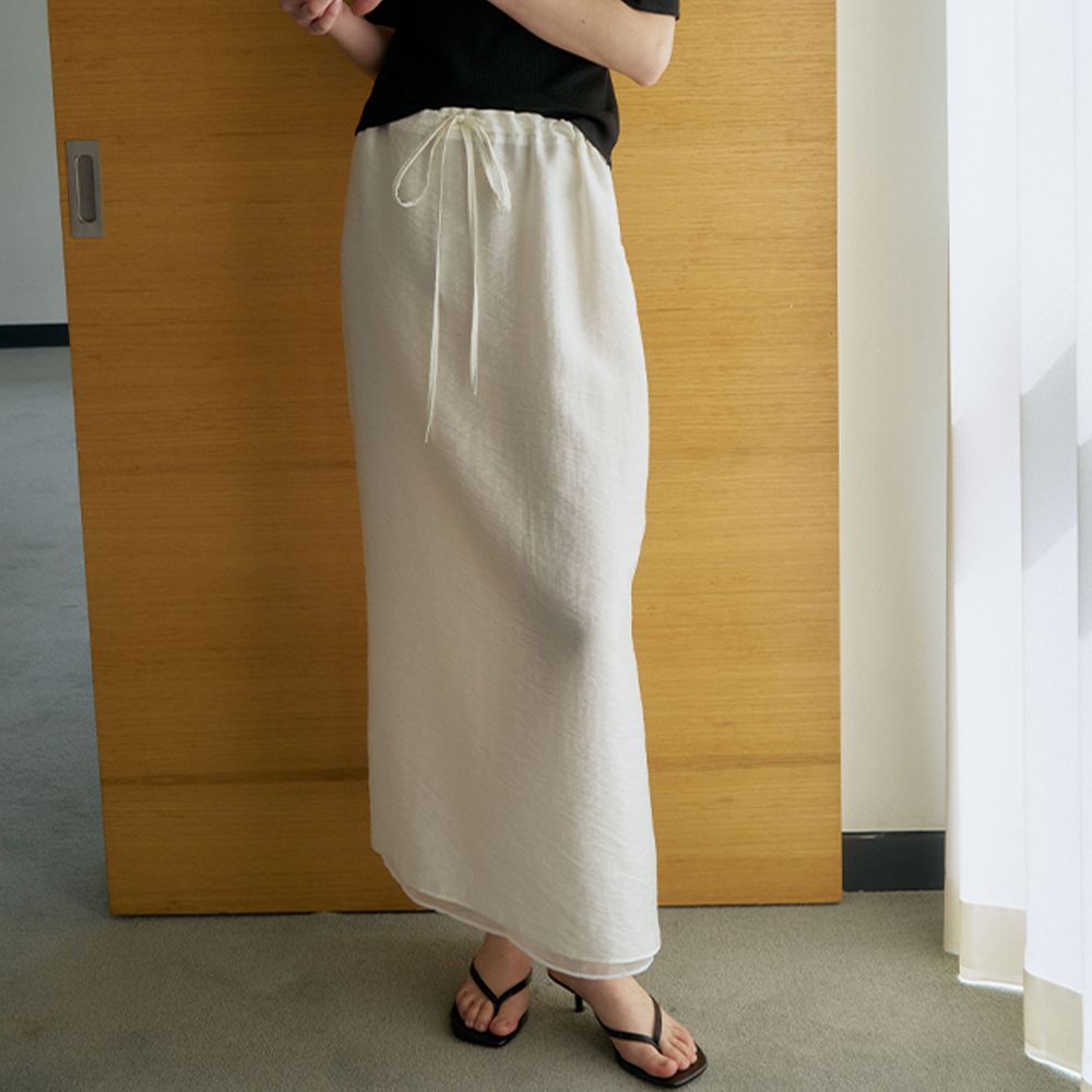 LAYER STRING LONG SKIRT_IVORY - 감도 깊은 취향 셀렉트샵 29CM
