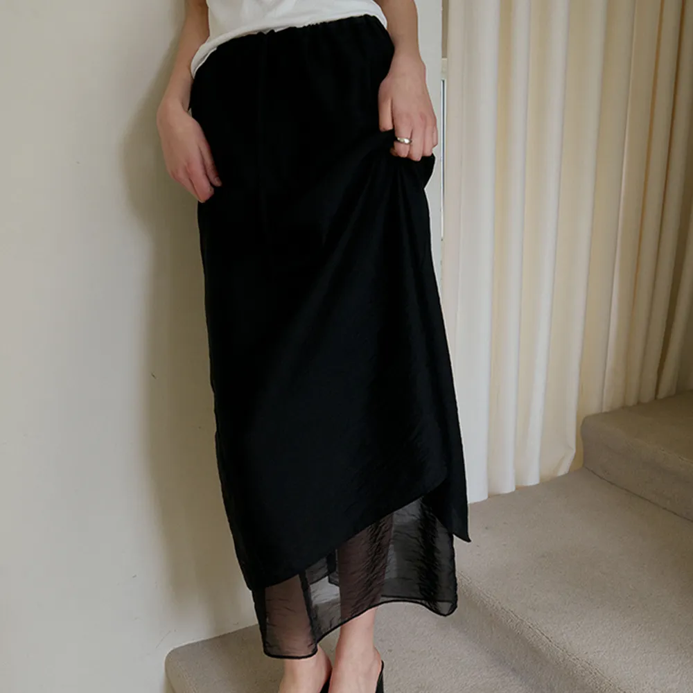 LAYER STRING LONG SKIRT_BLACK - 감도 깊은 취향 셀렉트샵 29CM