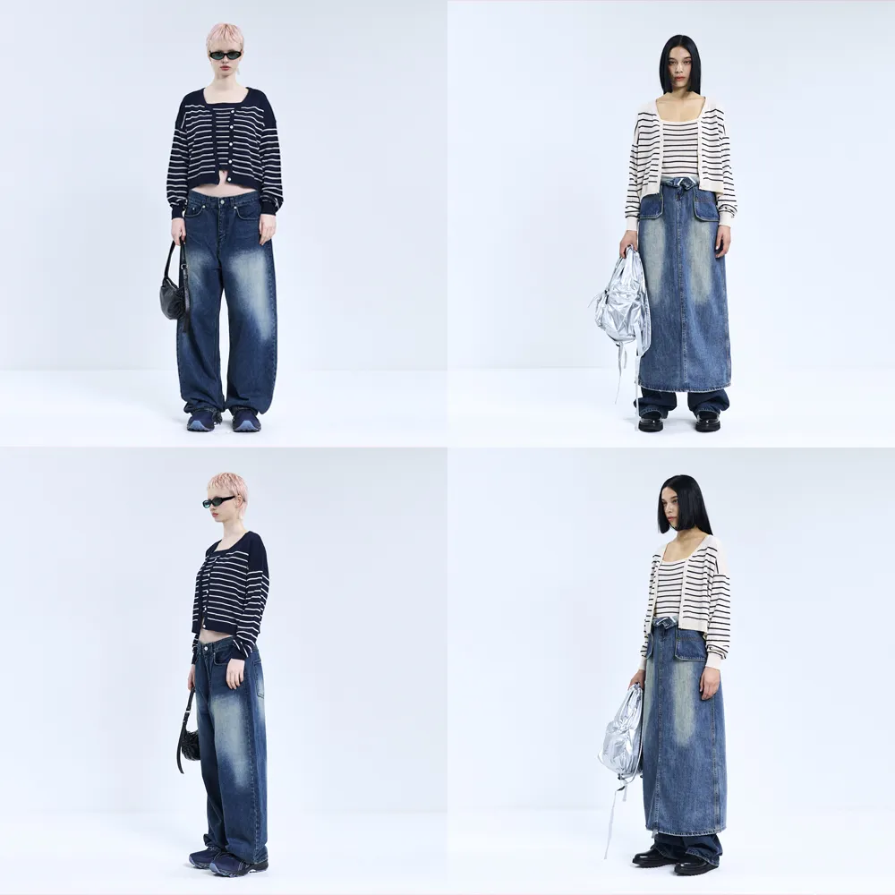 85-VIVAJ040 스트라이프 크롭 니트 가디건 세트 2color - 감도 깊은 취향 셀렉트샵 29CM